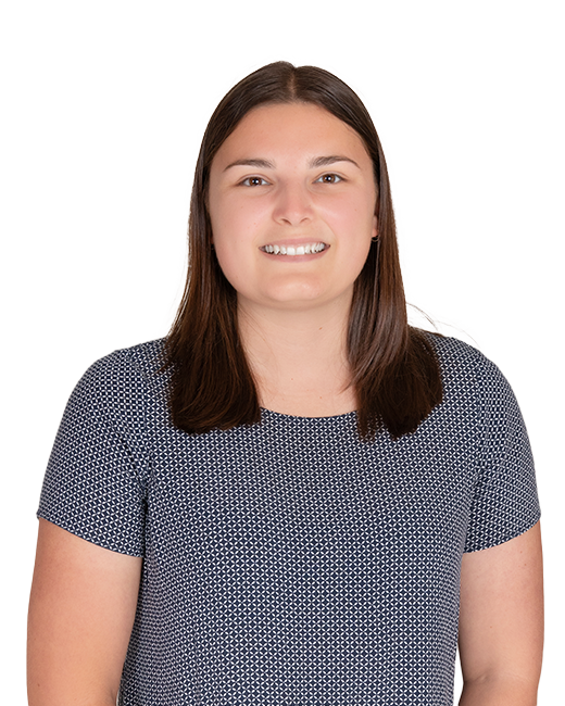 Madison in professional clothing on white background